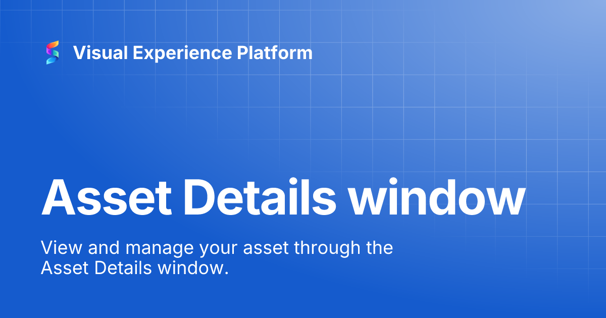 Asset Details window | Visual Experience Platform