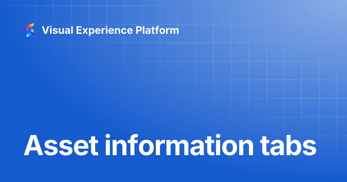 Asset information tabs | Visual Experience Platform